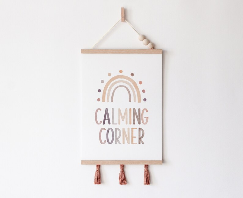 Calming Corner Poster Calm Corner Sign Neutral Watercolor - Etsy