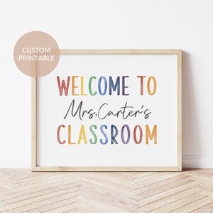 Welcome to Classroom Sign, Teacher Name Sign, Custom Classroom Print ...