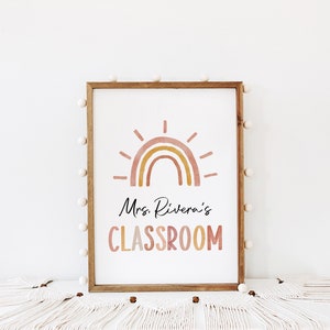 Custom Teacher Name Sign, Boho Classroom Decor, Teacher Door Sign, Boho ...