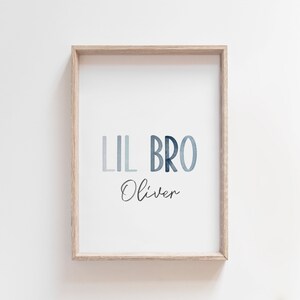 Custom Big Bro Lil Bro Print, SET of 2 Prints, Custom Brother Name ...