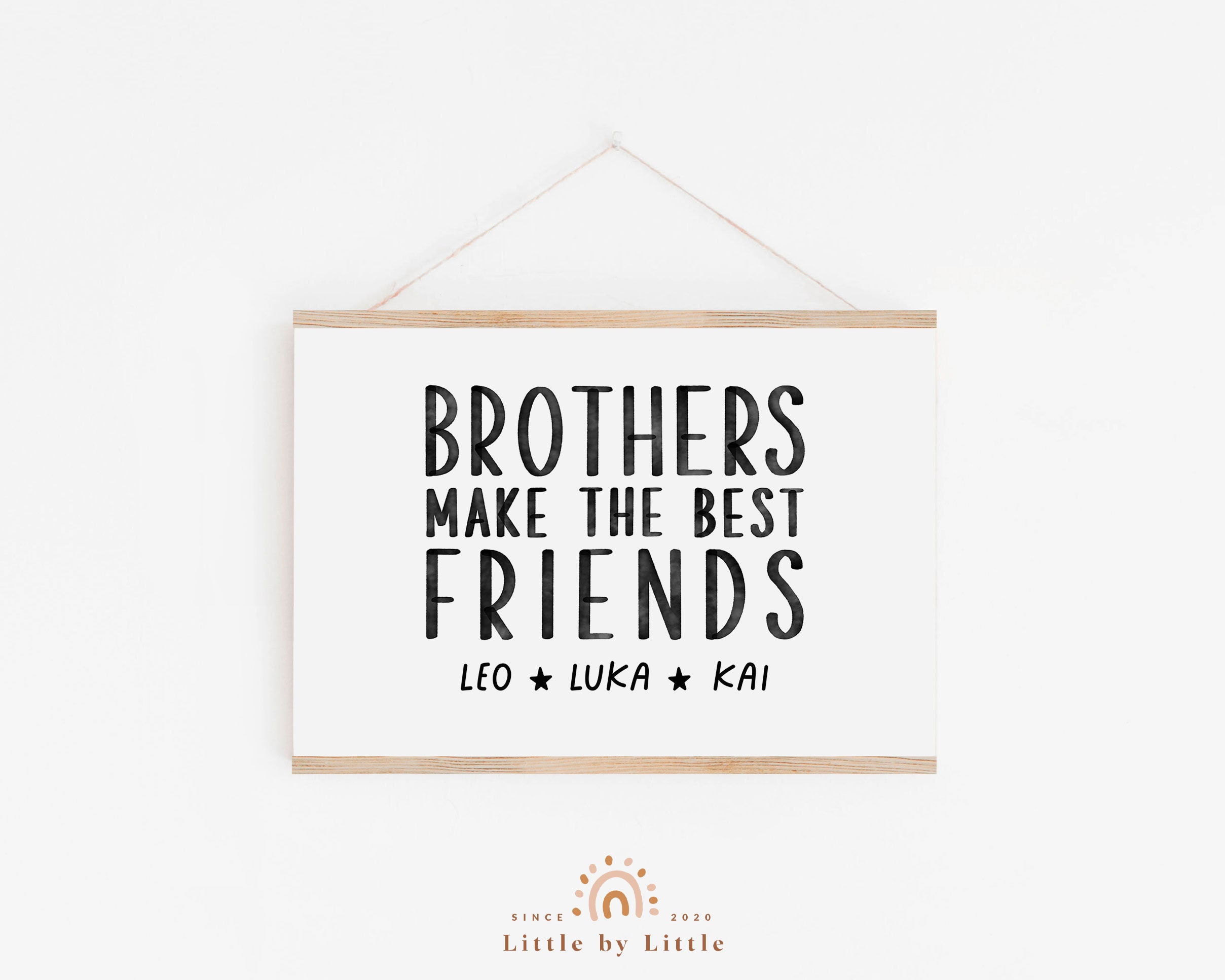 Black Watercolor Custom Brother Quote Print, Custom Name, Boy Room ...