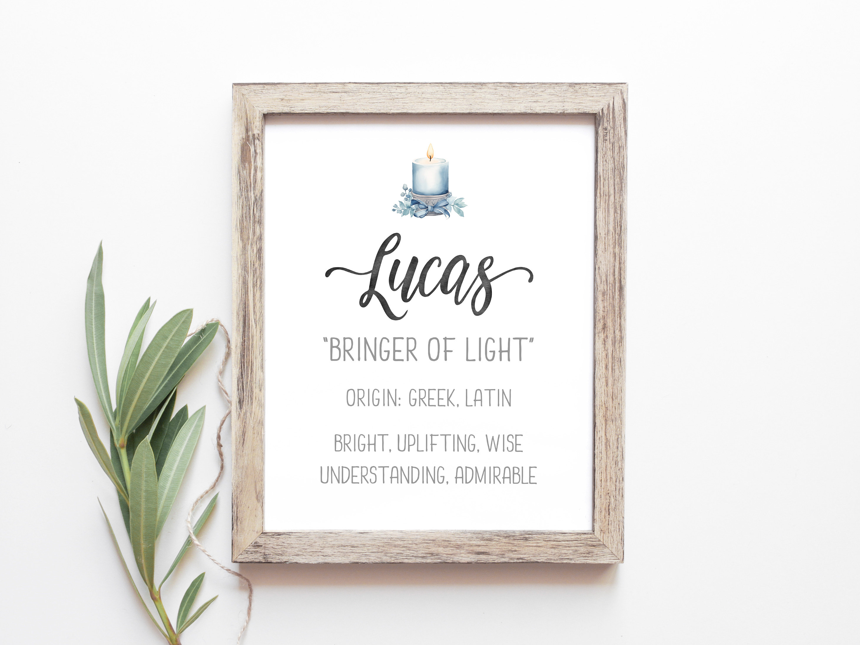 Lucas Name Meaning Print: Watercolor Nursery Decor (digital Download ...