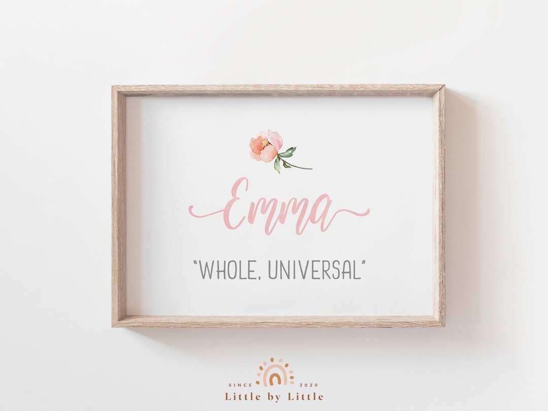 Emma Name Art, Emma Name Meaning Print, Baby Shower Gift, Girls Room ...