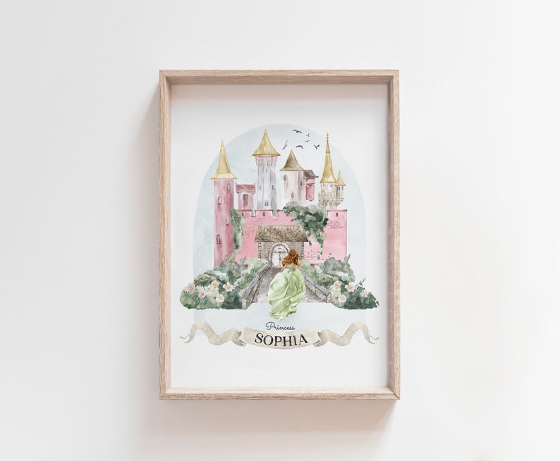 Custom Princess Castle Name Sign, Brown Hair Princess, Personalized ...