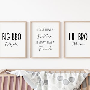 SET of 3, Custom Brother Name Print, Brother Quote, Because I Have a ...