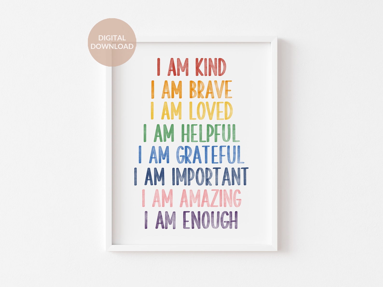 Kids Affirmation Wall Art Affirmation for Kids Rainbow | Etsy