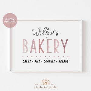 Kids Bakery Sign, Custom Play Kitchen Sign, Bake Shop Sign ...