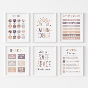 Calming Corner Posters Bundle, Set of 6 Prints, Neutral Watercolor ...