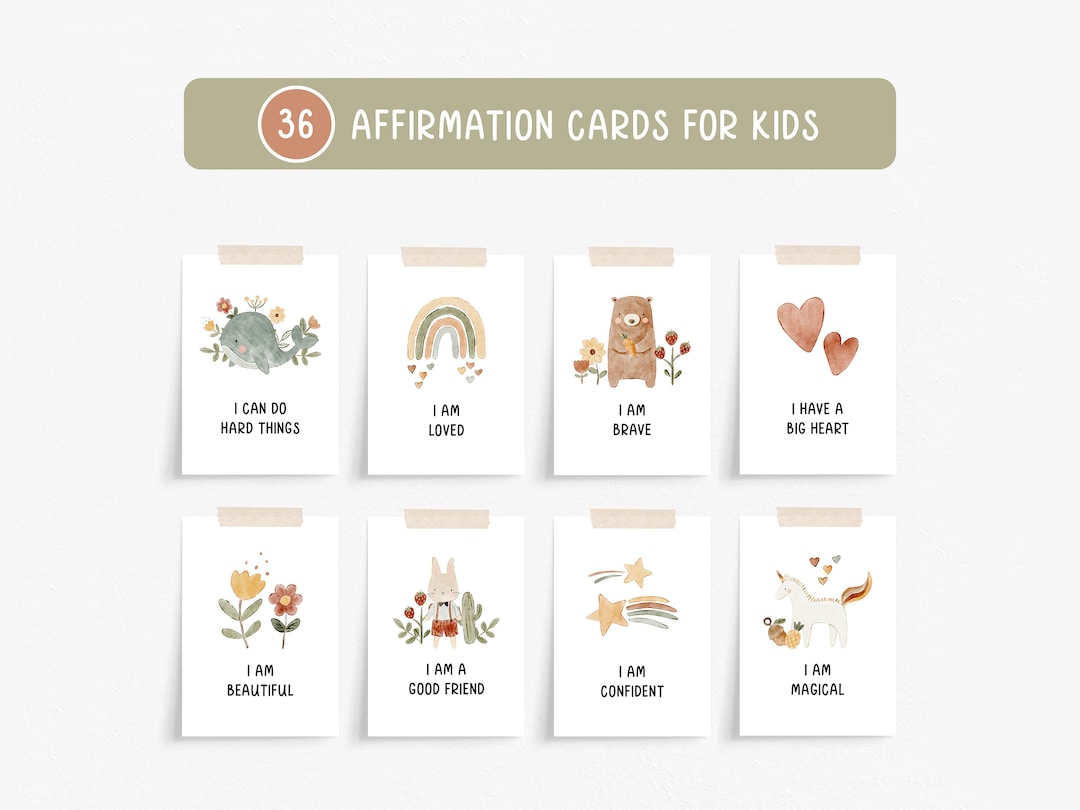 36 Affirmation Cards for Kids Printable, Positive Daily Affirmation ...