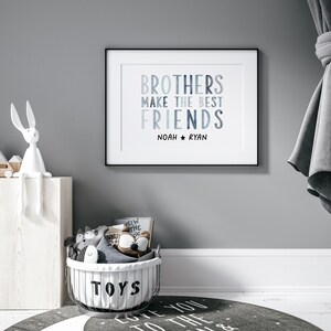 Blue Watercolor Custom Brother Name Print, Boy Room Decor, Brothers ...