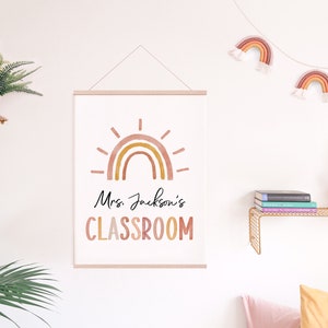 Custom Teacher Name Sign, Boho Classroom Decor, Teacher Door Sign, Boho ...