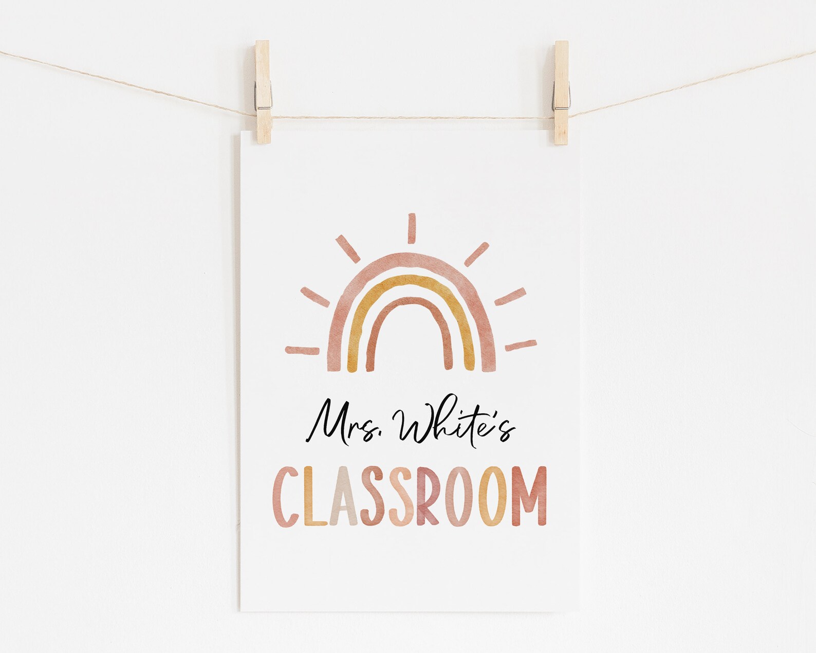 Custom Teacher Name Sign, Boho Classroom Decor, Teacher Door Sign, Boho ...