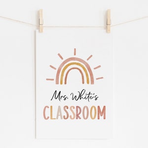 Custom Teacher Name Sign, Boho Classroom Decor, Teacher Door Sign, Boho ...