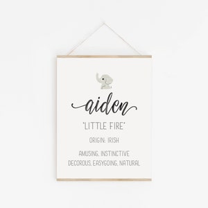 Aiden Name Meaning Print: Baby Boy Nursery Decor (instant Download) - Etsy
