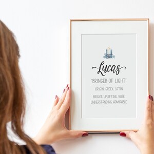 Lucas Name Meaning Print, Meaning of Lucas, Baby Shower Gift, Boys Room ...