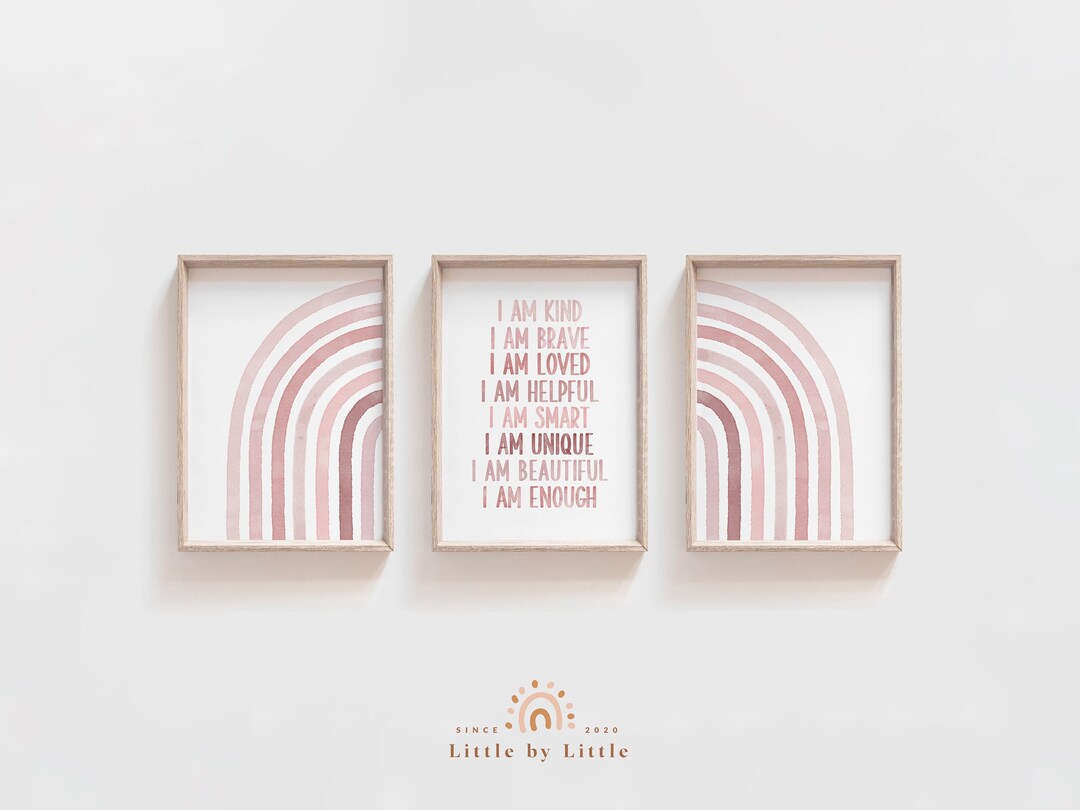 Blush Pink Watercolor Affirmation Prints (set of 3) : Half Rainbows ...