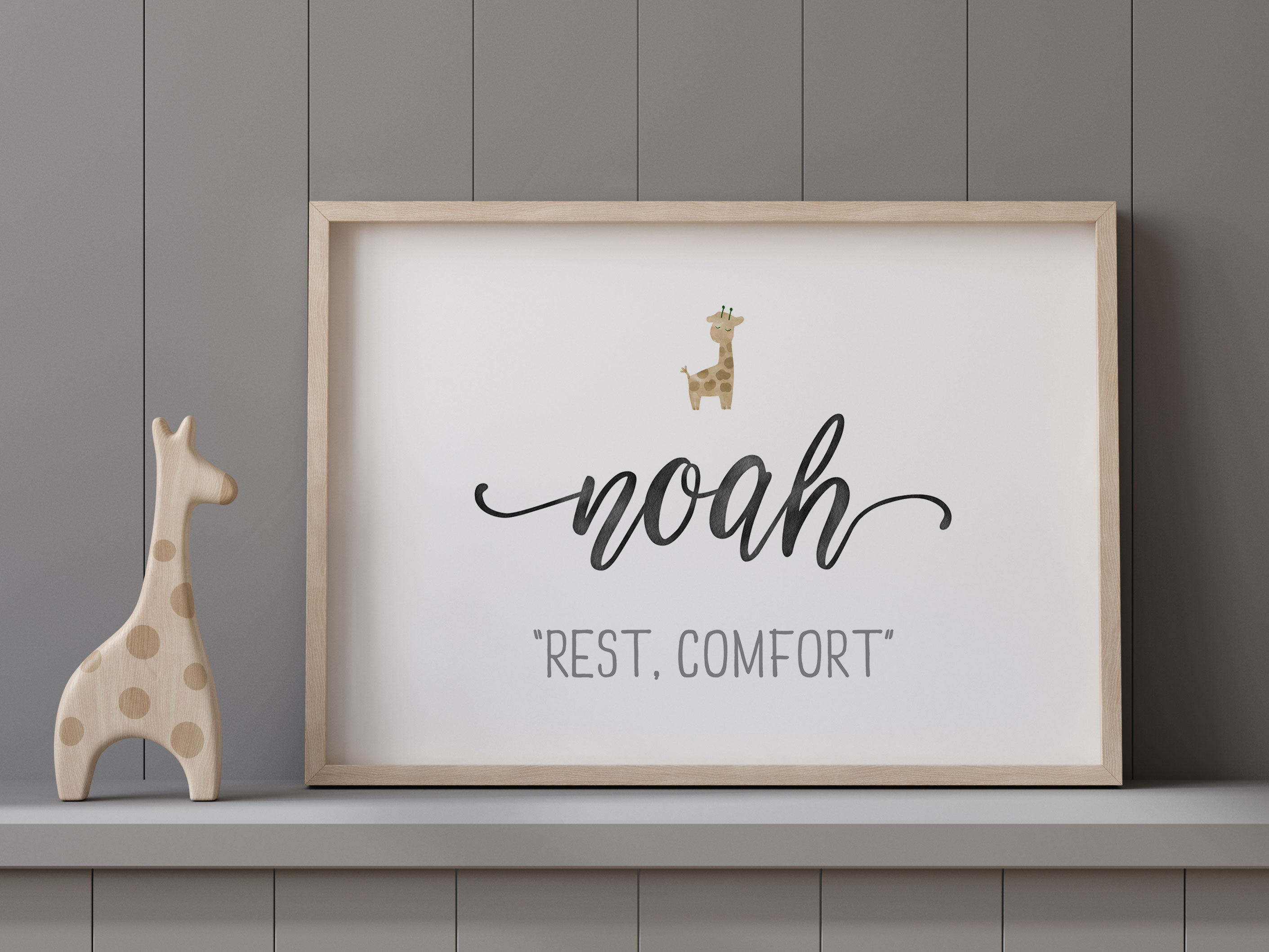 Noah Name Meaning Art Print: Giraffe Nursery Decor (digital Download ...