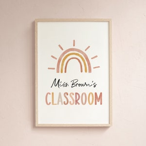 Custom Teacher Name Sign, Boho Classroom Decor, Teacher Door Sign, Boho ...
