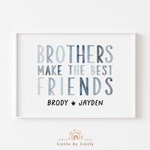 Blue Watercolor Custom Brother Name Print, Boy Room Decor, Brothers ...
