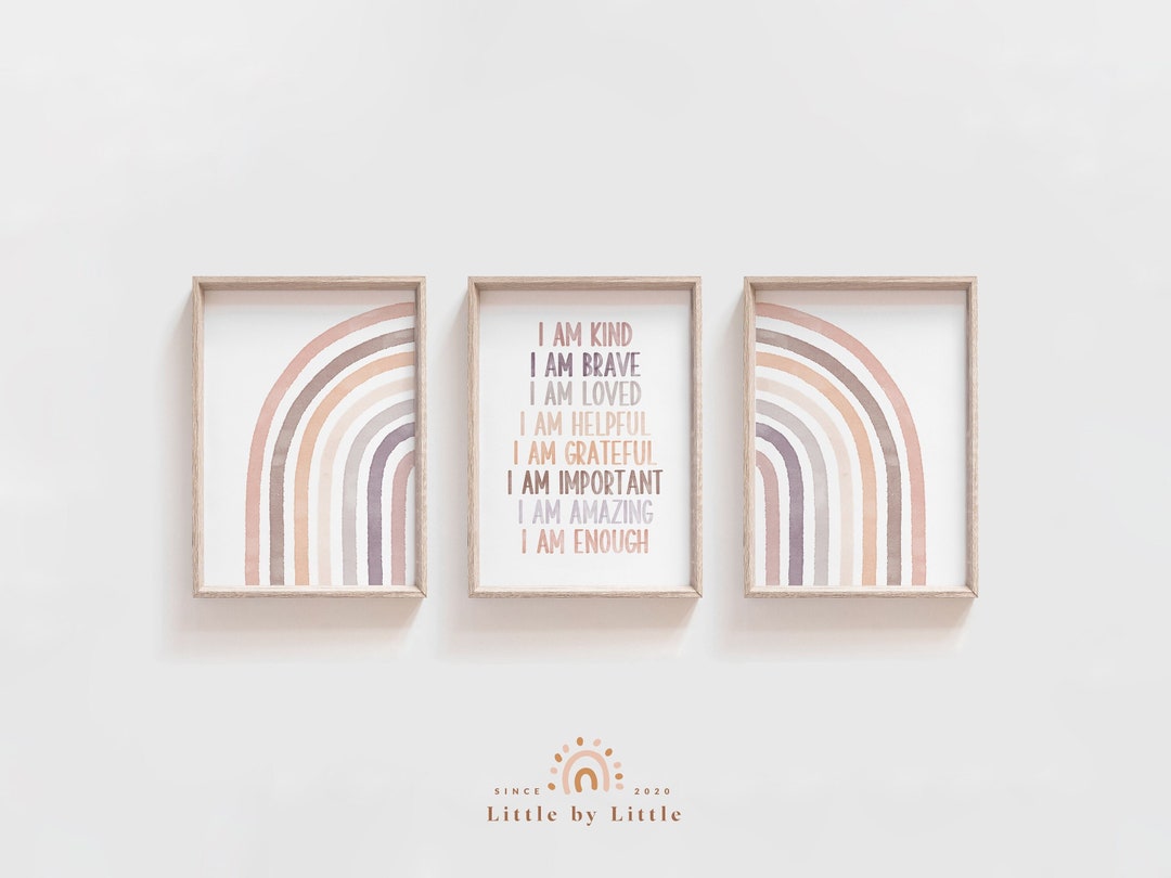 SET of 3 Kids Affirmation Prints, Neutral Kids Affirmation Wall Art ...