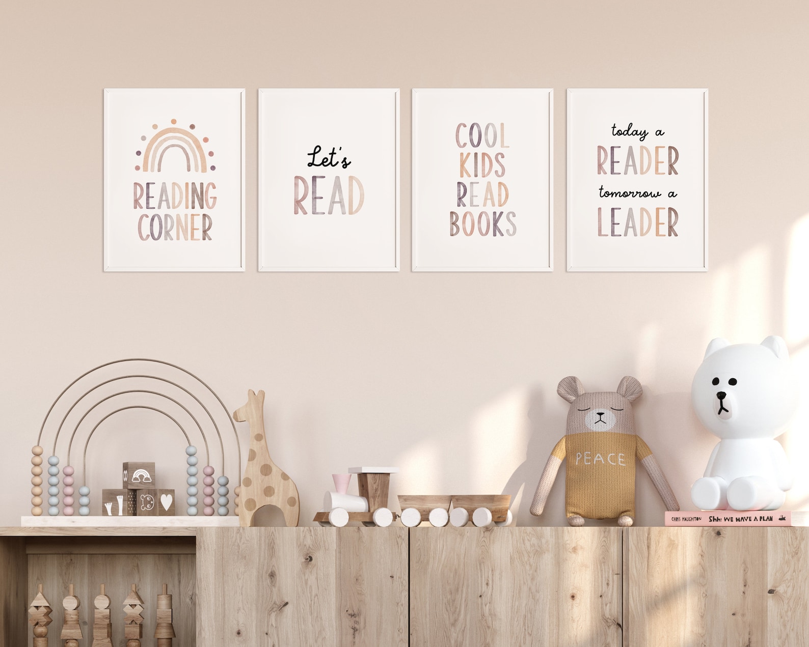 Set of 4 Reading Corner Sign Let's Read Today a Reader - Etsy