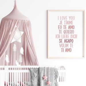 Pink Watercolor, I Love You in Different Languages, Valentines Day ...