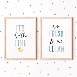 Blue Watercolor Kids Bathroom Signs, Children's Washroom Kids Bathroom ...