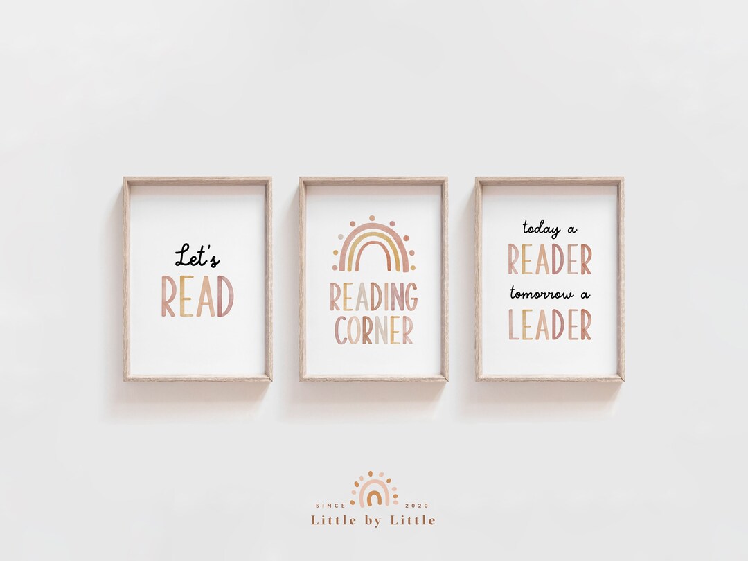 Boho Reading Corner Sign, Let's Read, Today a Reader Tomorrow a Leader ...