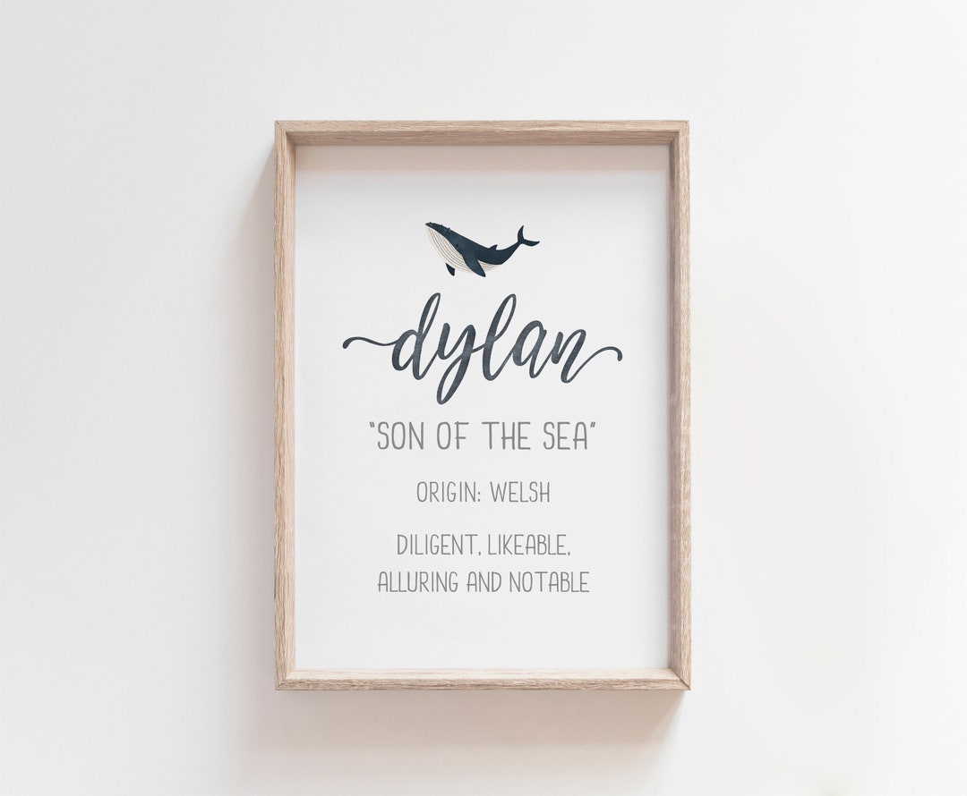 Dylan Name Meaning Print, Dylan Name Art, Baby Shower Gift, Nautical ...