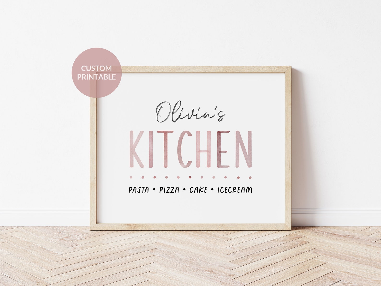 Custom Play Kitchen Sign, Personalized Gift for Little Girl, Pink ...