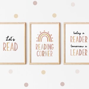 Boho Reading Corner Sign, Let's Read, Today a Reader Tomorrow a Leader ...