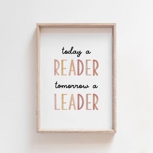 Boho Reading Corner Sign, Let's Read, Today a Reader Tomorrow a Leader ...