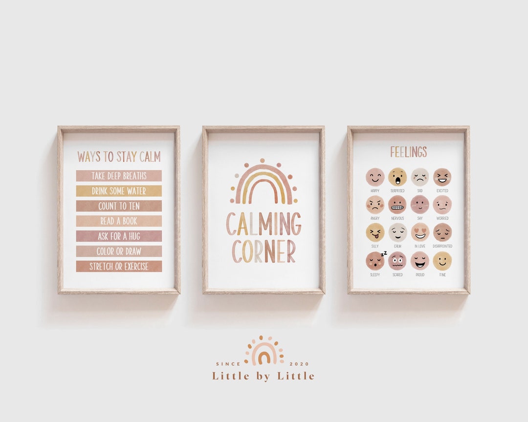 Boho Watercolor Calming Corner Signs Set of 3 Calming - Etsy