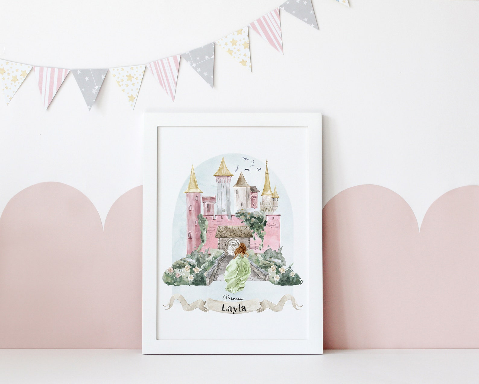 Custom Princess Castle Name Sign, Brown Hair Princess, Personalized ...