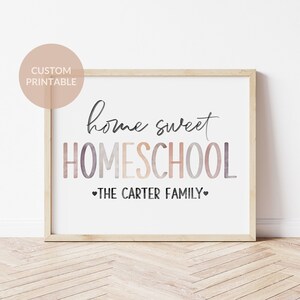 Custom Homeschool Sign, Personalized Homeschool Print, Home Sweet ...