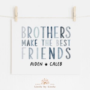 Blue Watercolor Custom Brother Name Print, Boy Room Decor, Brothers ...