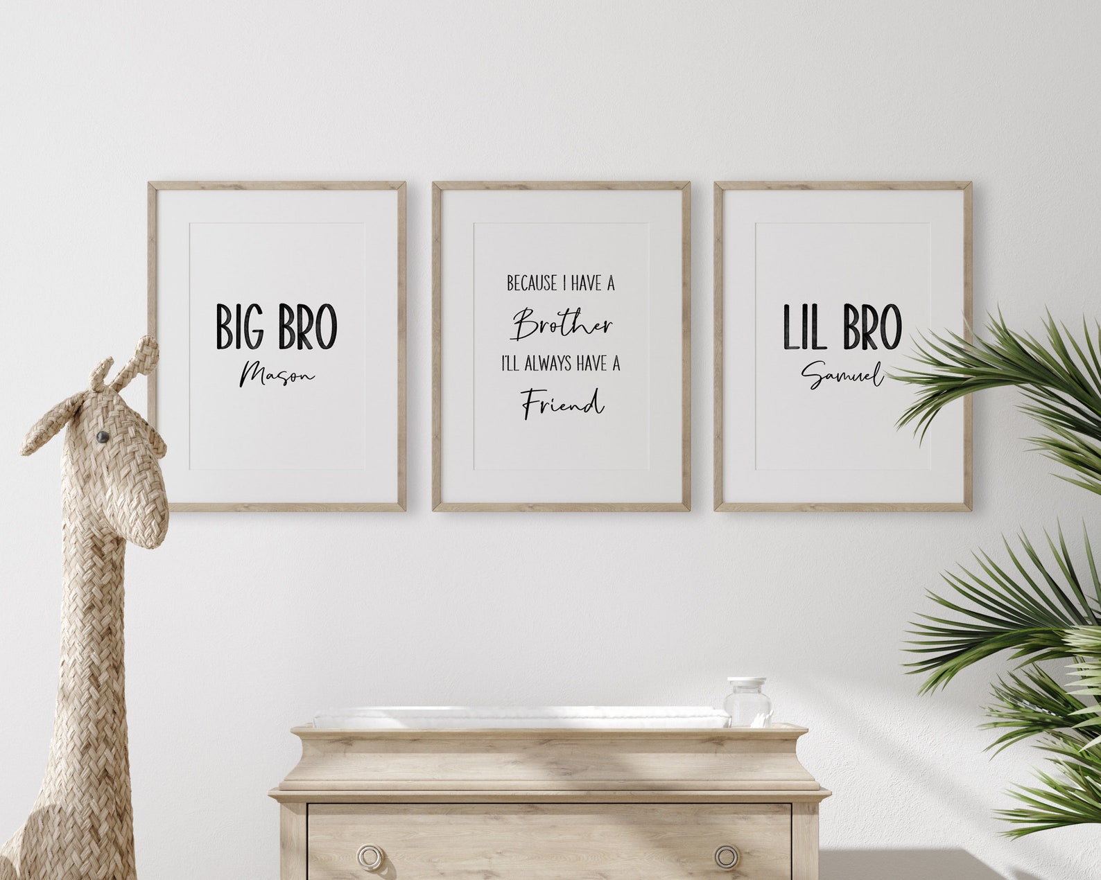 SET of 3, Custom Brother Name Print, Brother Quote, Because I Have a ...