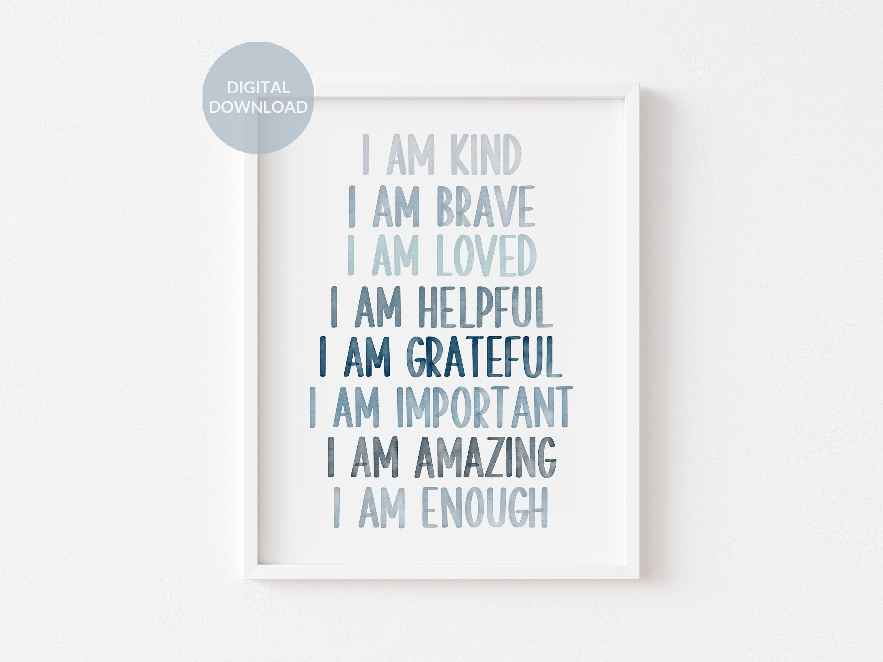 Blue Watercolor Affirmation Print: Kids Nursery Decor (digital Download ...