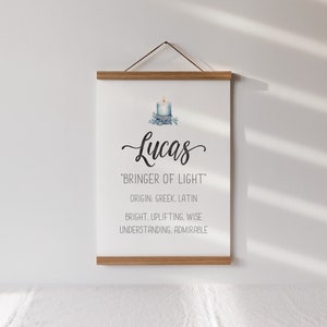 Lucas Name Meaning Print, Meaning of Lucas, Baby Shower Gift, Boys Room ...