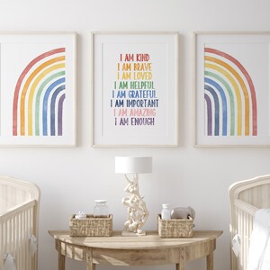 Kids Affirmation Prints: Watercolor Rainbow Wall Art (SET of 3 ...