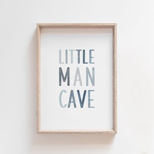 Blue Watercolor Little Man Cave Sign: Boys Nursery Decor (digital ...