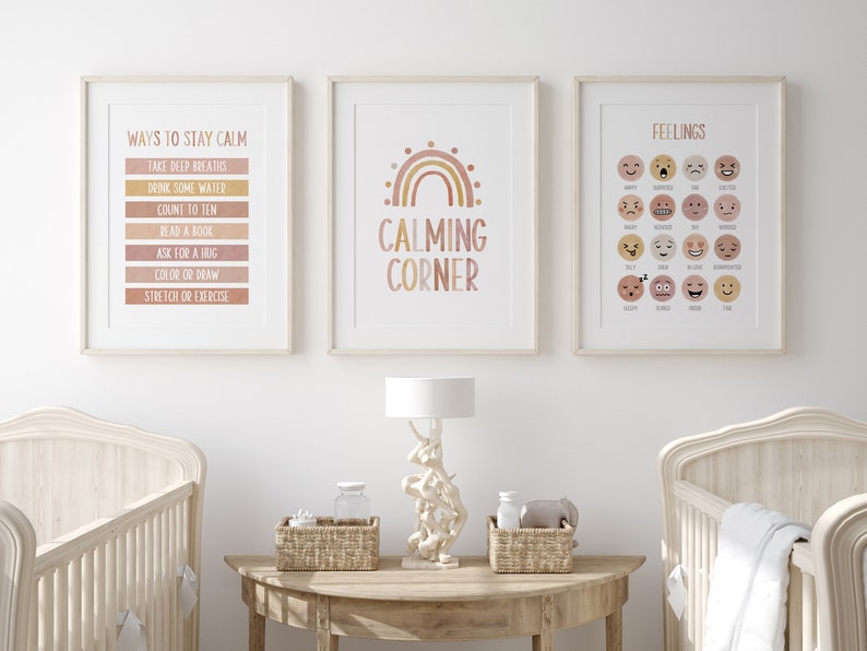 Boho Watercolor Calming Corner Signs Set of 3 Calming - Etsy