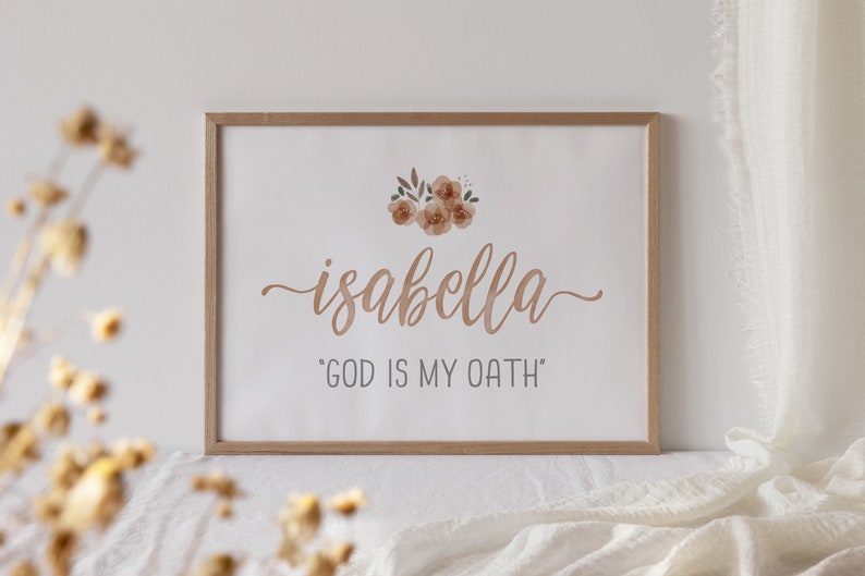 Isabella Name Sign Isabella Name Meaning Print Baby Shower | Etsy