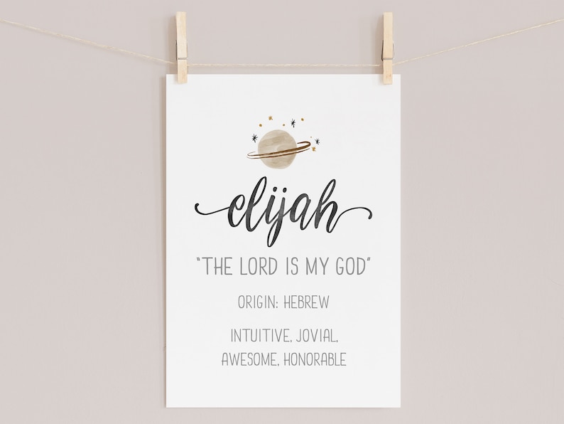 Elijah Name Meaning Print: Boys Nursery Decor (digital Download) - Etsy