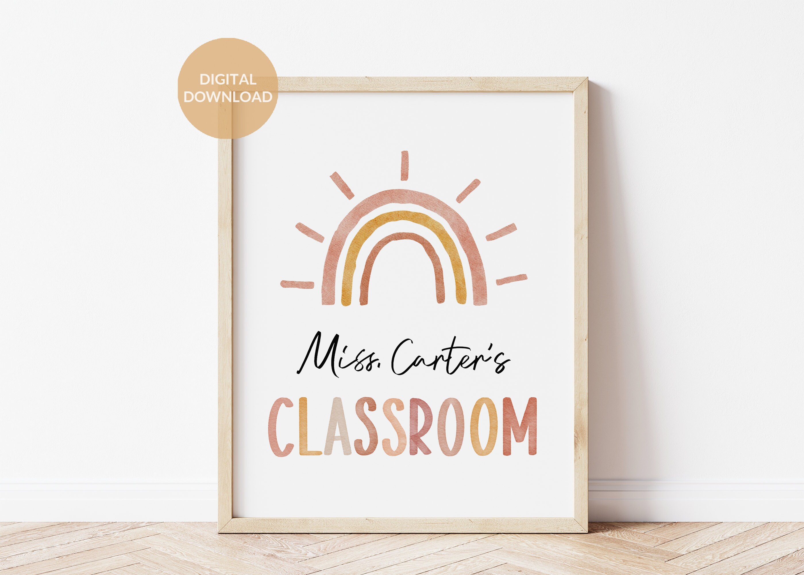 Custom Teacher Name Sign, Boho Classroom Decor, Teacher Door Sign, Boho ...