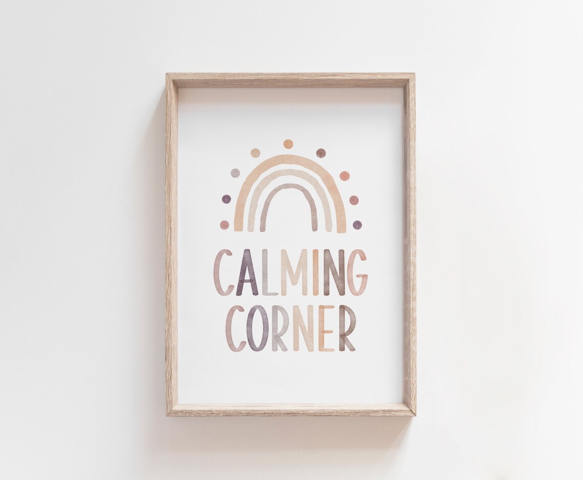 Calming Corner Poster Calm Corner Sign Neutral Watercolor - Etsy