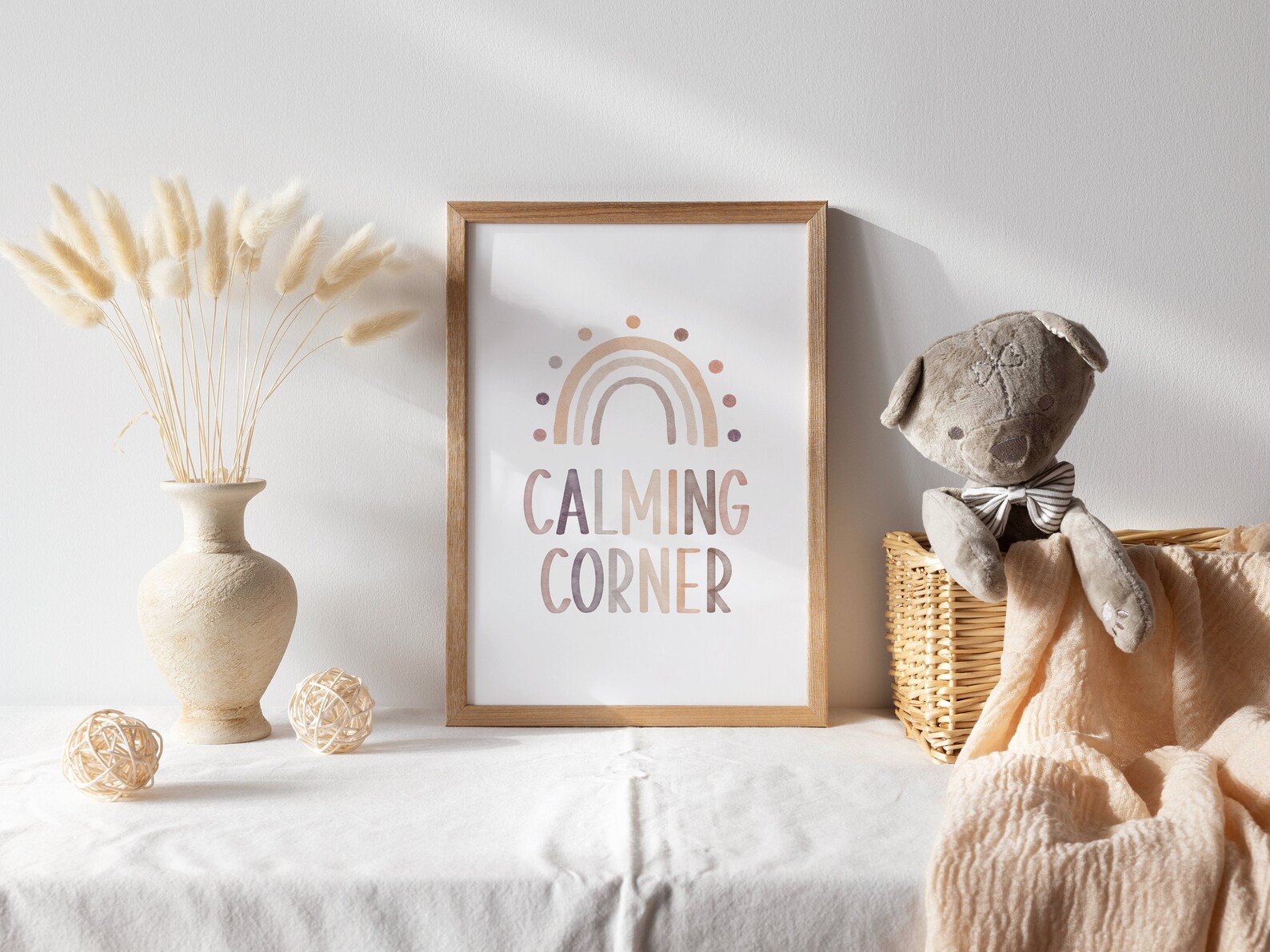 Calming Corner Poster Calm Corner Sign Neutral Watercolor - Etsy