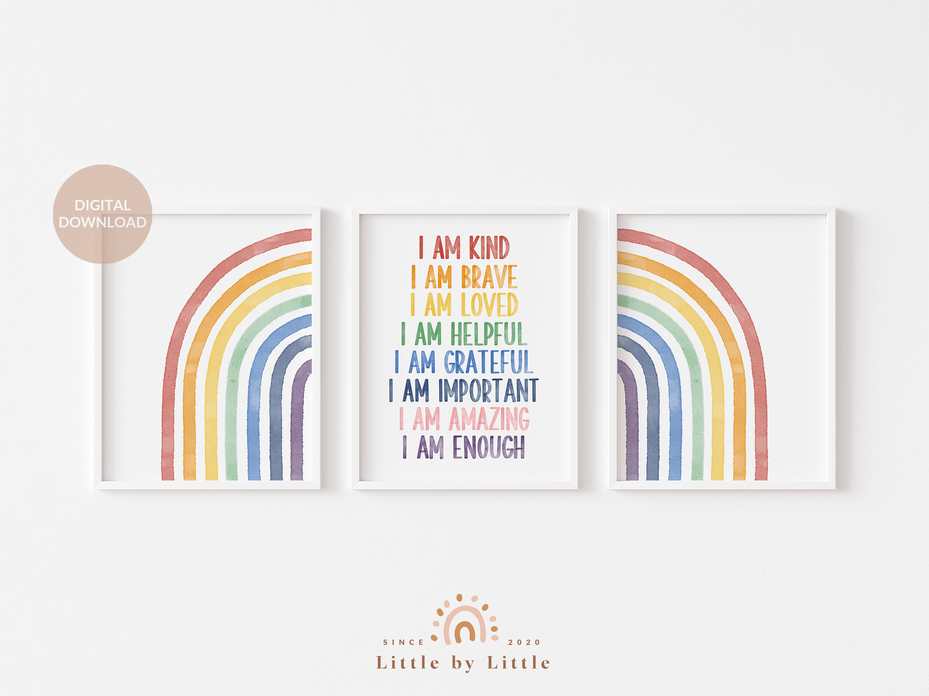 Kids Affirmation Prints: Watercolor Rainbow Wall Art (SET of 3 ...