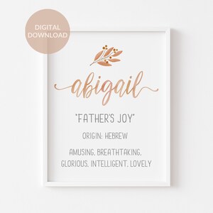 Abigail Name Meaning Print, Abigail Name Art, Baby Shower Gift, Girls ...