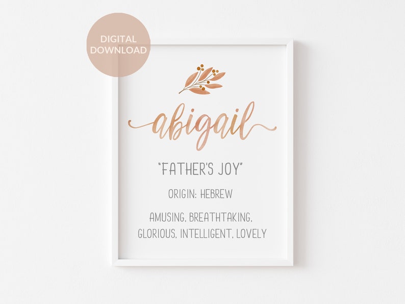 Abigail Name Meaning Print Abigail Name Art Baby Shower - Etsy